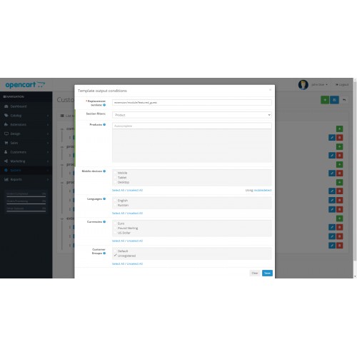 OpenCart - Custom templates Pro