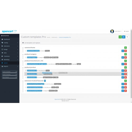 OpenCart - Custom templates Pro