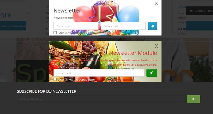 OpenCart - Popup Newsletter & Email Tracker