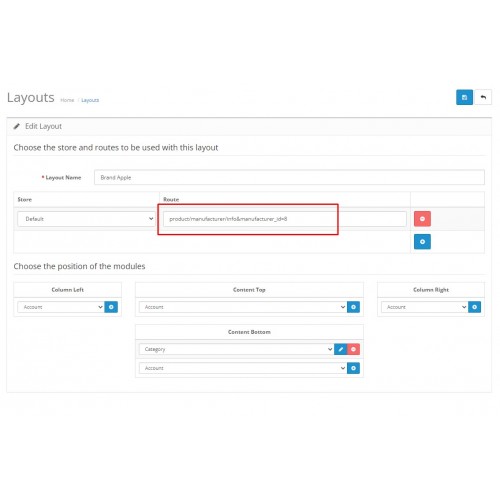 OpenCart - Manufacturer Layout