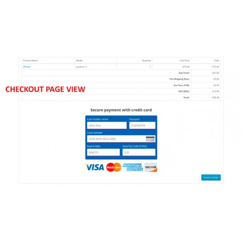 OpenCart - Offline Credit Cards Payment Method