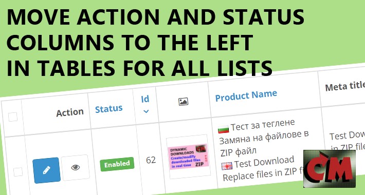 OpenCart - Como Move Action and Status columns