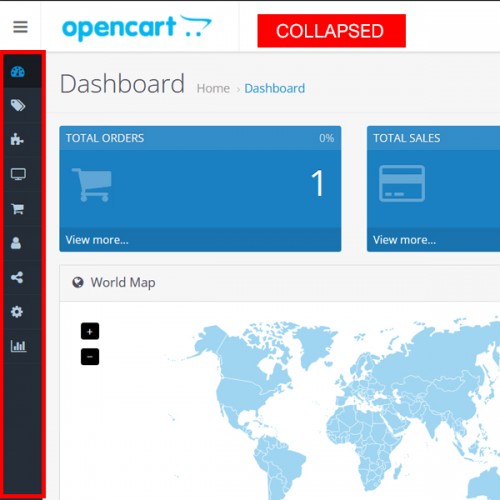 OpenCart - Admin menu left collapsed