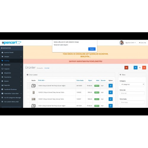 OpenCart - Opencart Delete All Products at Once (Table Truncate)