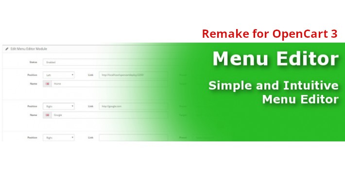 OpenCart - Menu Editor - Remake for OpenCart 3