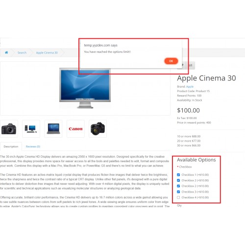 OpenCart - Product Options Limiter