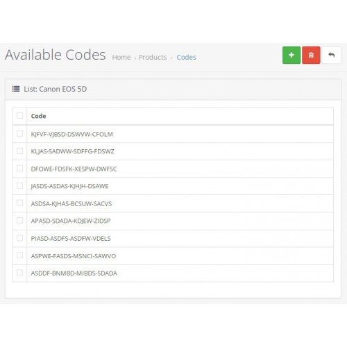 OpenCart - Codes: Selling codes and keys
