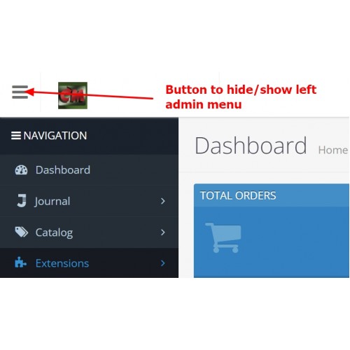 OpenCart - Admin menu toggle button