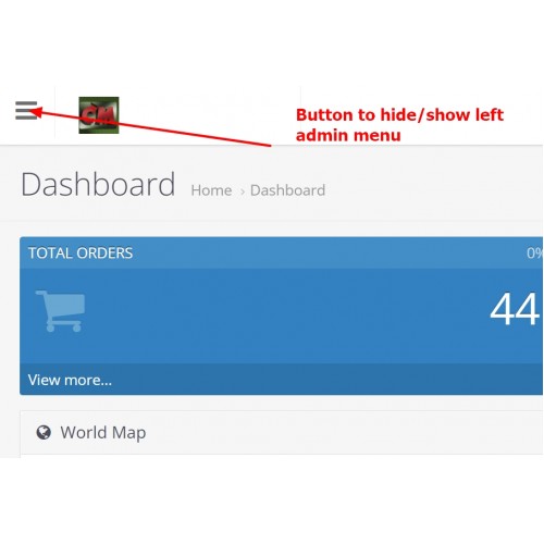 OpenCart - Admin menu toggle button