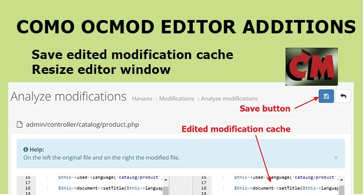 OpenCart - Como OCMOD Editor additions