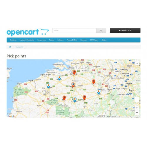 OpenCart - Google Maps: Show any locations on own map