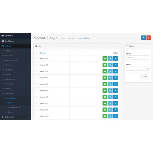 OpenCart - Keywords - SEO Pages