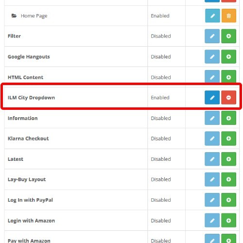 OpenCart - ILM City Dropdown
