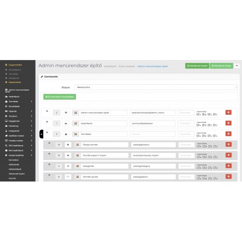 OpenCart - Admin menu editor PRO