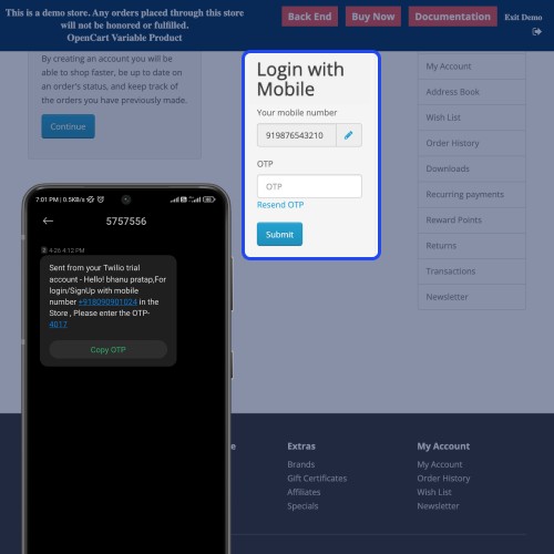 OpenCart - OpenCart Login By Mobile Number