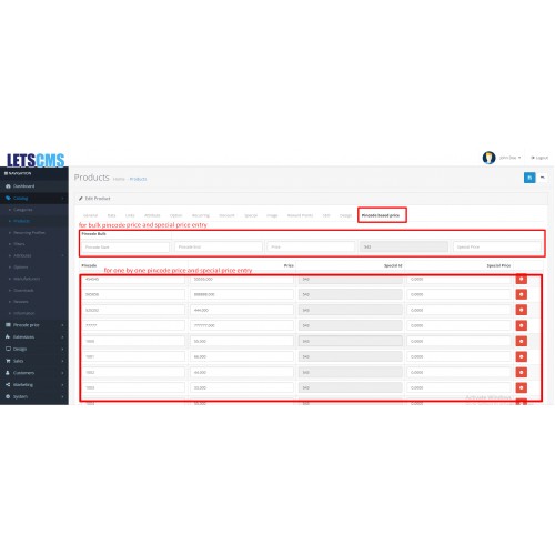 OpenCart - Pincode Based Price