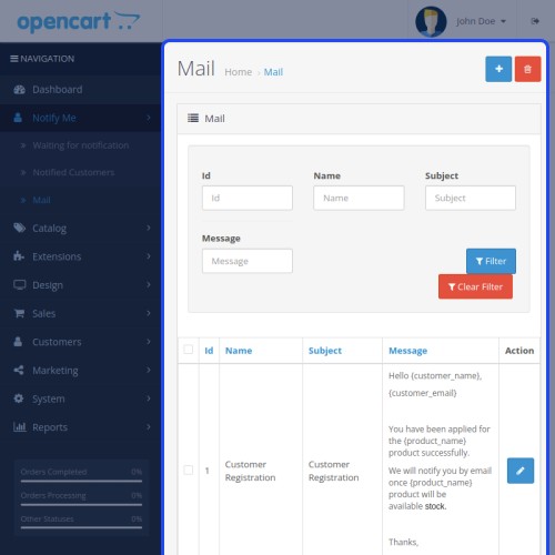 OpenCart - Opencart Notify Me When Available