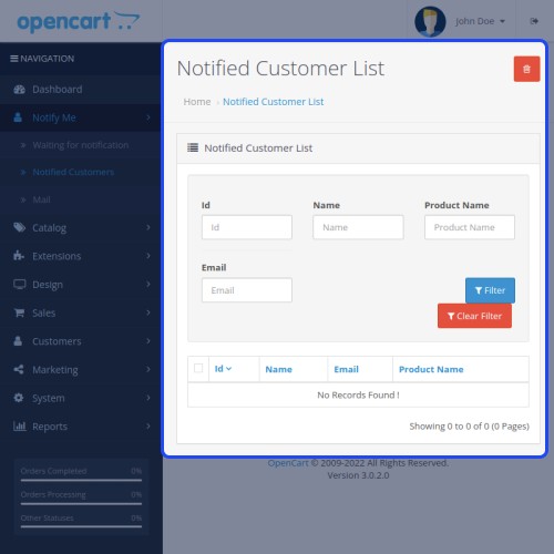 OpenCart - Opencart Notify Me When Available