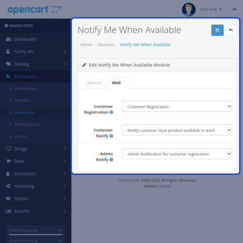 OpenCart - Opencart Notify Me When Available