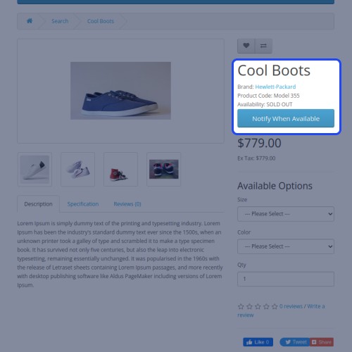 OpenCart - Opencart Notify Me When Available