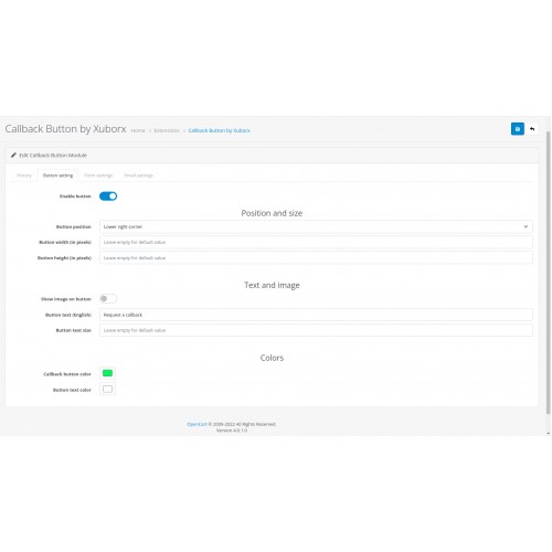 OpenCart - Callback Button by Xuborx