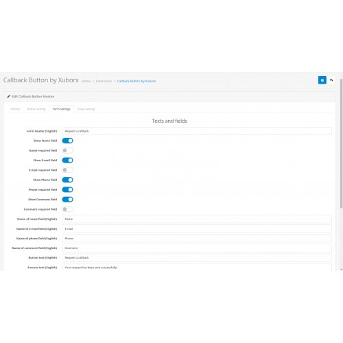 OpenCart - Callback Button by Xuborx