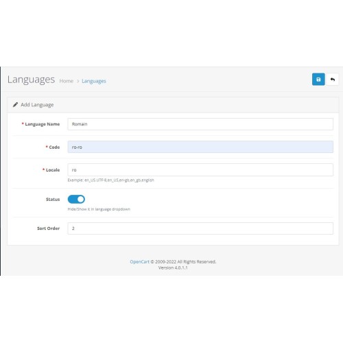 OpenCart - Opencart 4.X - Full Language Pack - Romain