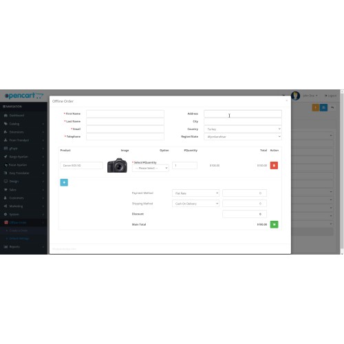 OpenCart - Offline Order Creator