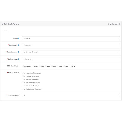 OpenCart - Google Customer Reviews OpenCart - Google Customer Reviews