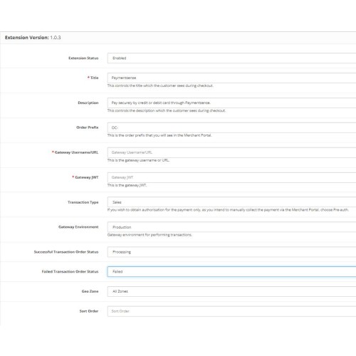 OpenCart - Paymentsense / Cybersource payment gateway