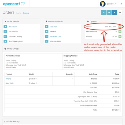 OpenCart Auto Generate Invoice Numbers