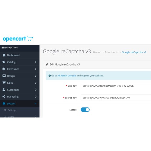 OpenCart - Google reCaptcha v3 (EN/UA)
