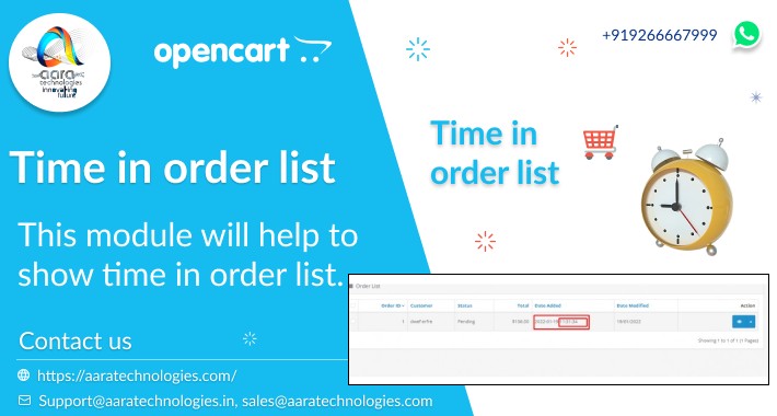 OpenCart - Time in order list