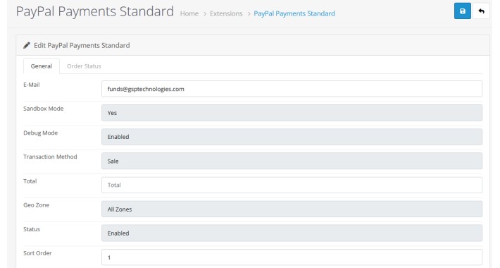 OpenCart - PayPal Standard 4.x.x.x (Free installation)