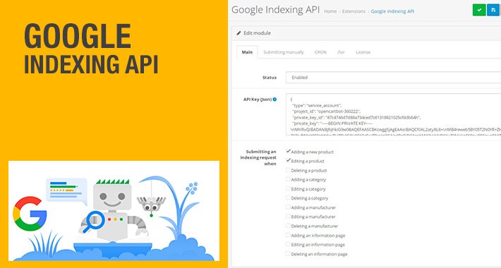 OpenCart - Google Indexing API - OpenCart Extension
