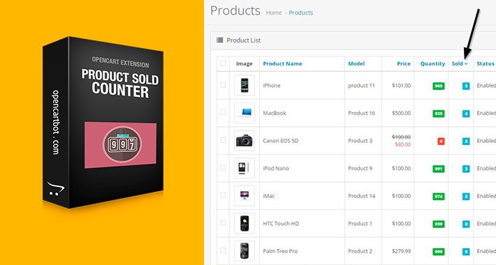 OpenCart - Product Sold counter in the admin OpenCart