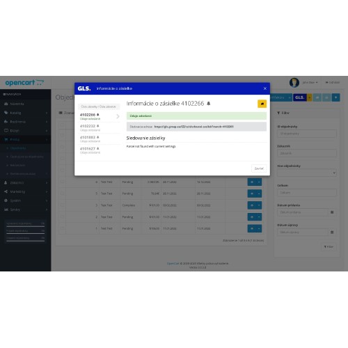 OpenCart - GLS Api - Podaj zásielok | OC3.x