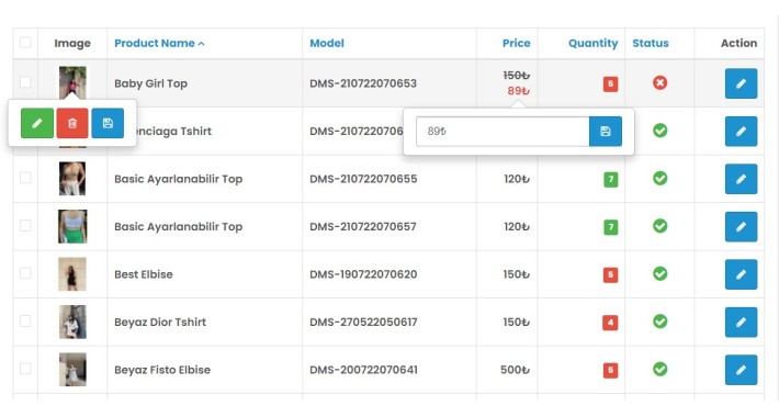 OpenCart - Ajax Edit Products On Product List