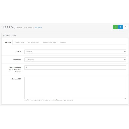 OpenCart - SEO FAQ for products, categories, manufacturers