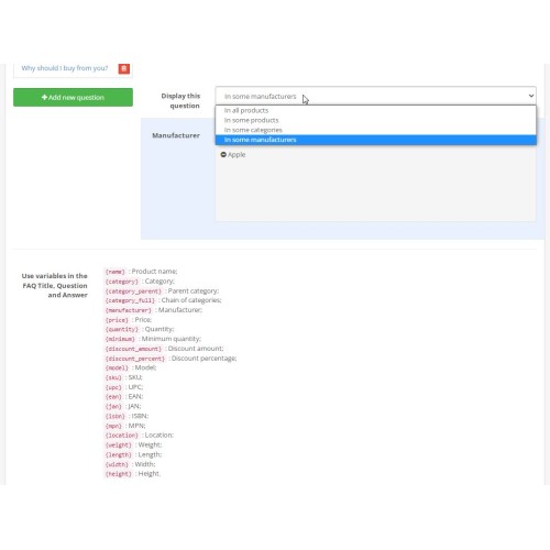OpenCart - SEO FAQ for products, categories, manufacturers