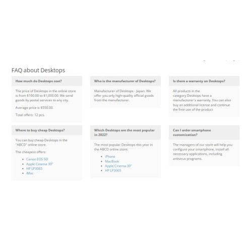 OpenCart - SEO FAQ for products, categories, manufacturers