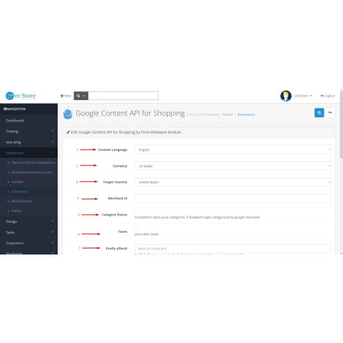 OpenCart - Google Content API for Shopping - Add products to Merchant