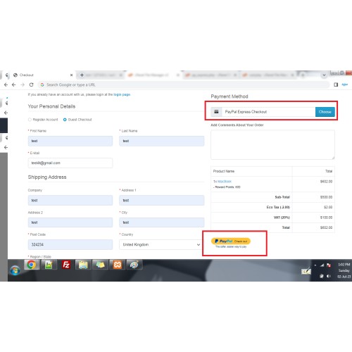 OpenCart - Paypal Express checkout 4.x
