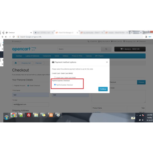OpenCart - Paypal Express checkout 4.x