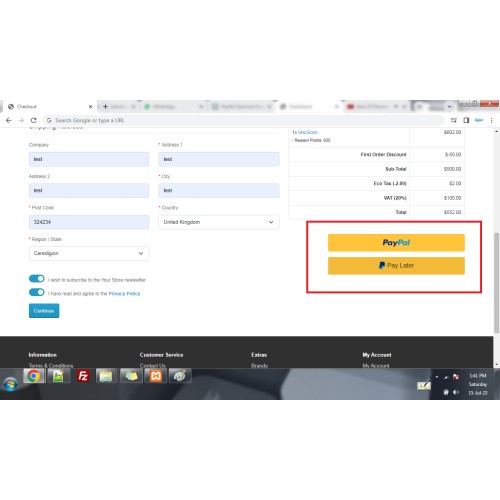 OpenCart - Paypal ecommerce