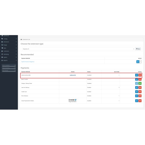 OpenCart - Authorize.Net (AIM) Opencart 4