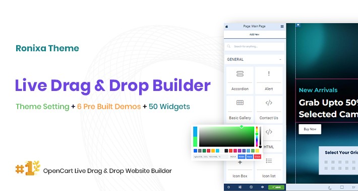 OpenCart - Ronixa Theme - OpenCart Live Drag and Drop Page Builder