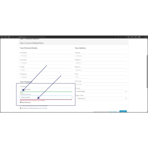OpenCart - Password Strength, Password Match & Show Password