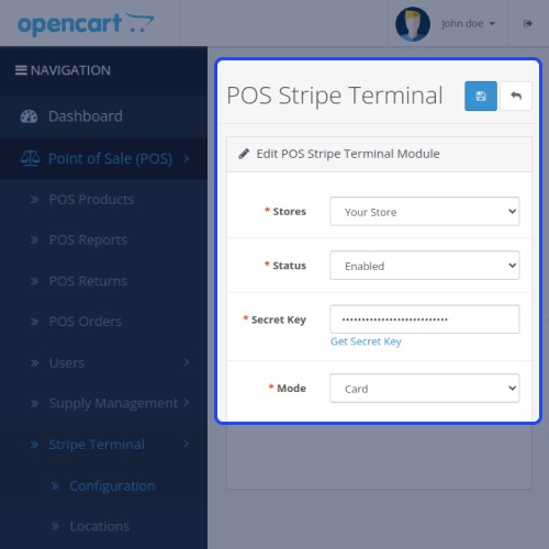 OpenCart - OpenCart Stripe POS Terminal Connector