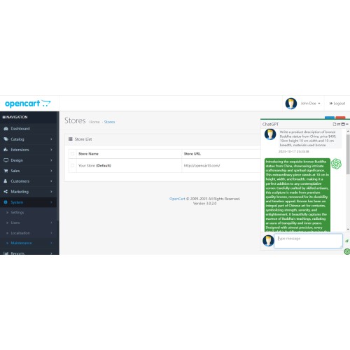 OpenCart - ChatGPT ChatBot